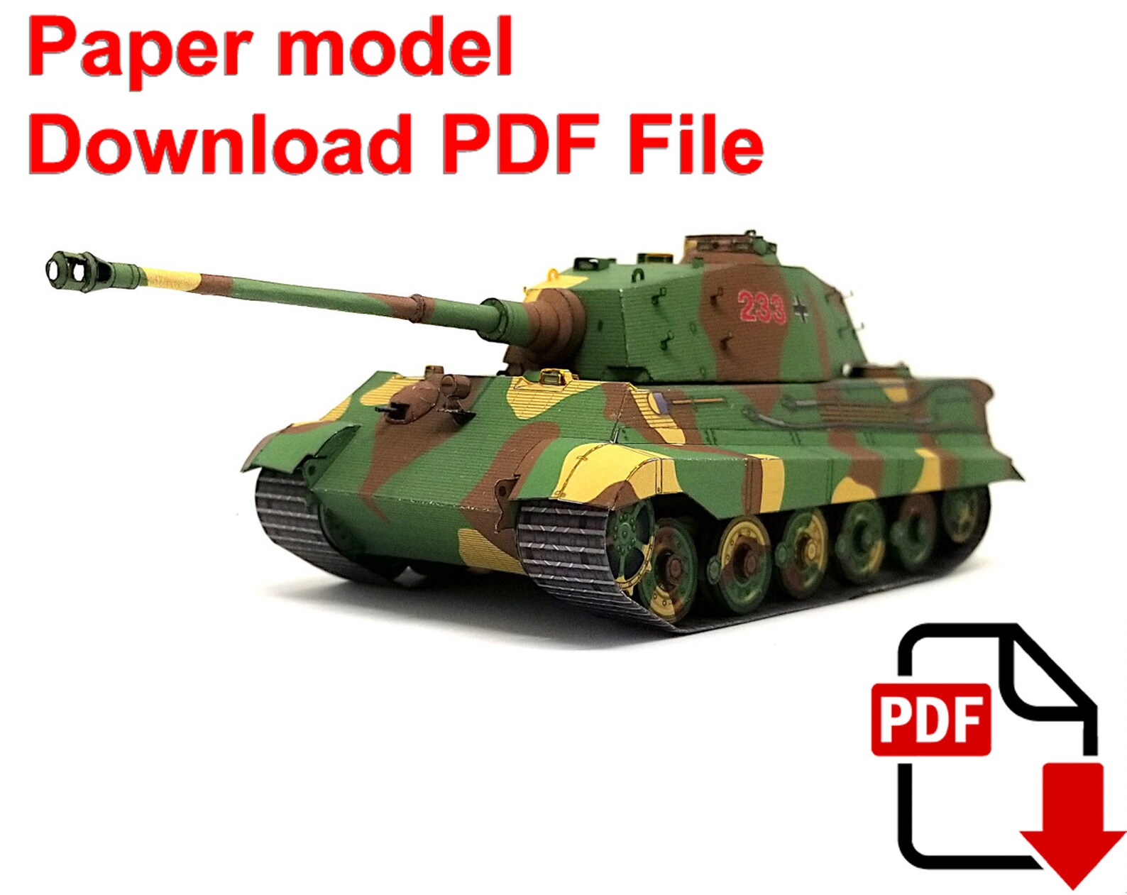 Tiger 2, Papercraft, 3D Paper Model, Soldier, Tank, Paper Craft ...