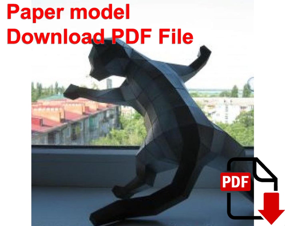 Cat_wall, Papercraft, 3D Paper Model, Animal, Zoo, Paper Craft ...