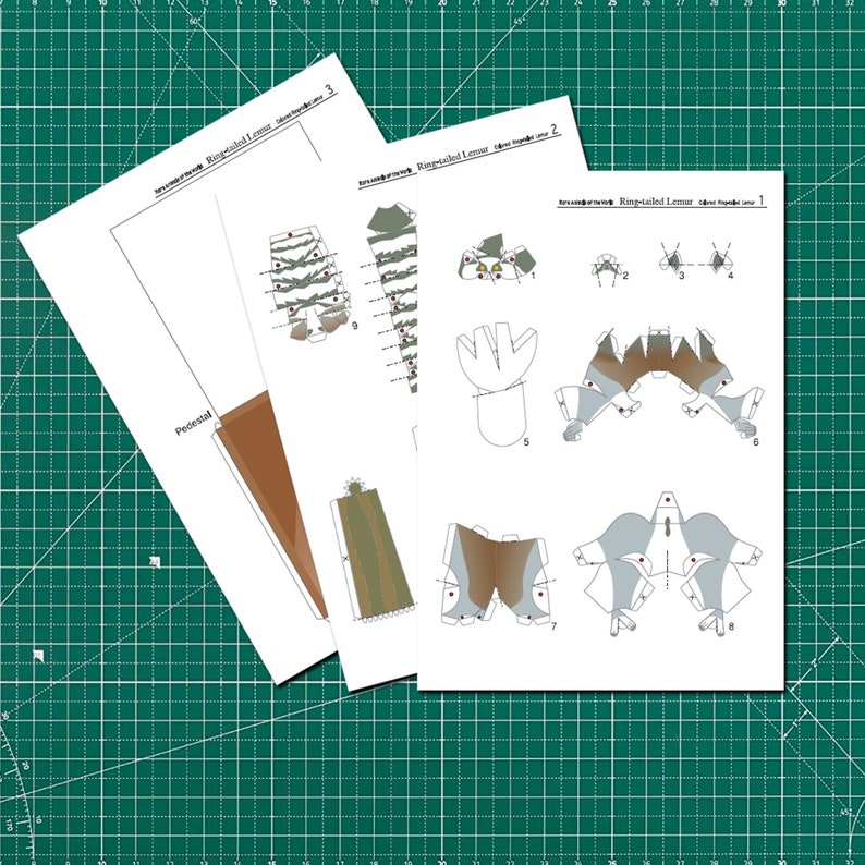 Ring-tailed Lemur, Papercraft, 3D Paper Model, Animal, Zoo, Paper Craft ...