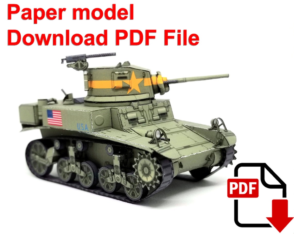 M3A1 Light, Papercraft, 3D Paper Model, Soldier, Tank, Paper Craft ...