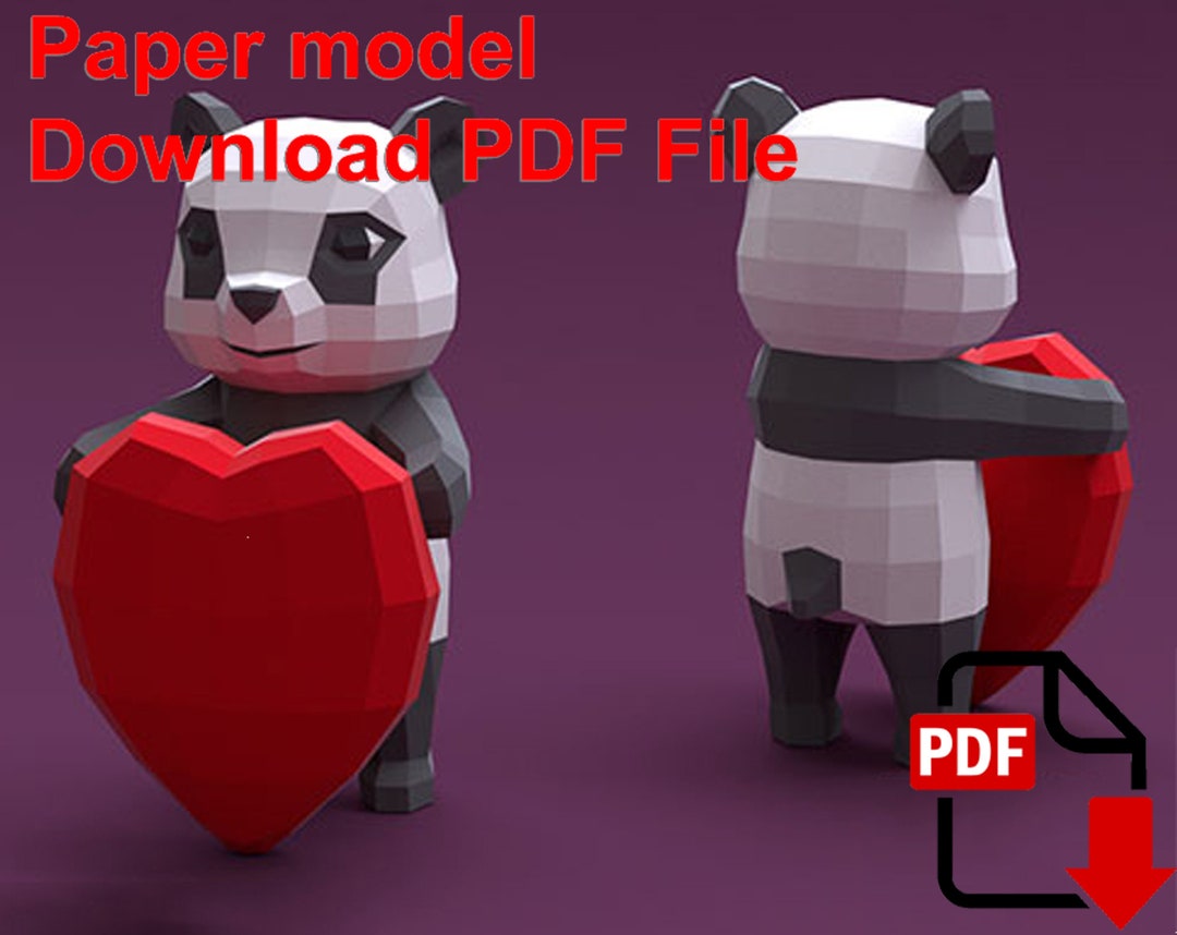 Panda, Papercraft, 3D Paper Model, Animal, Zoo, Paper Craft, Template ...