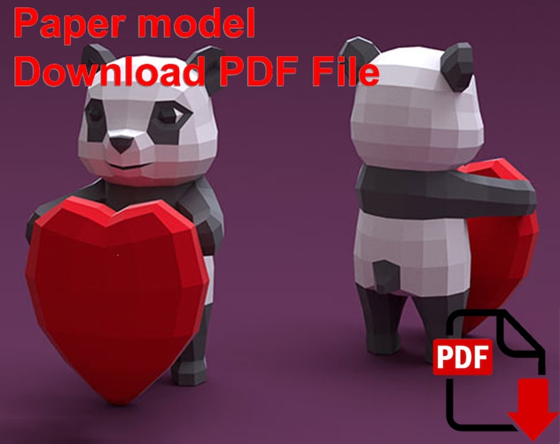Panda, Papercraft, 3D Paper Model, Animal, Zoo, Paper Craft, Template ...