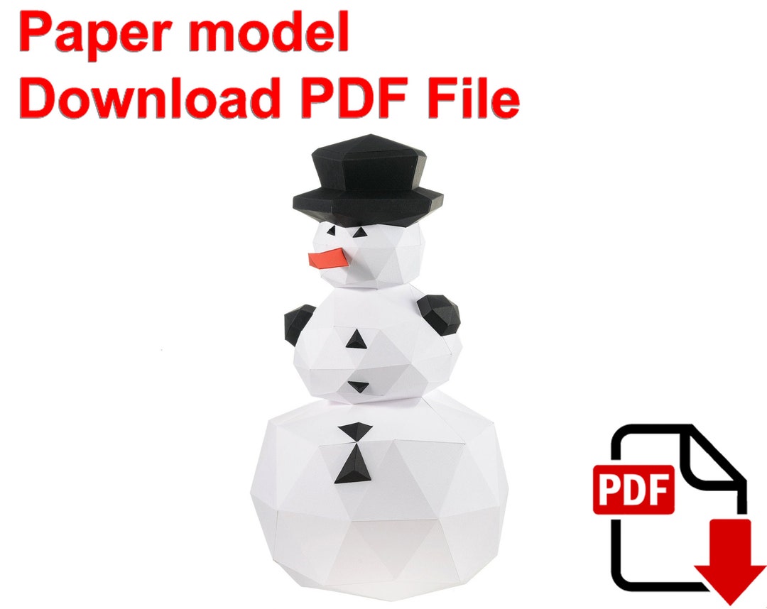 Snow Man 2, Papercraft, 3D Paper Model, Animal, Zoo, Paper Craft ...