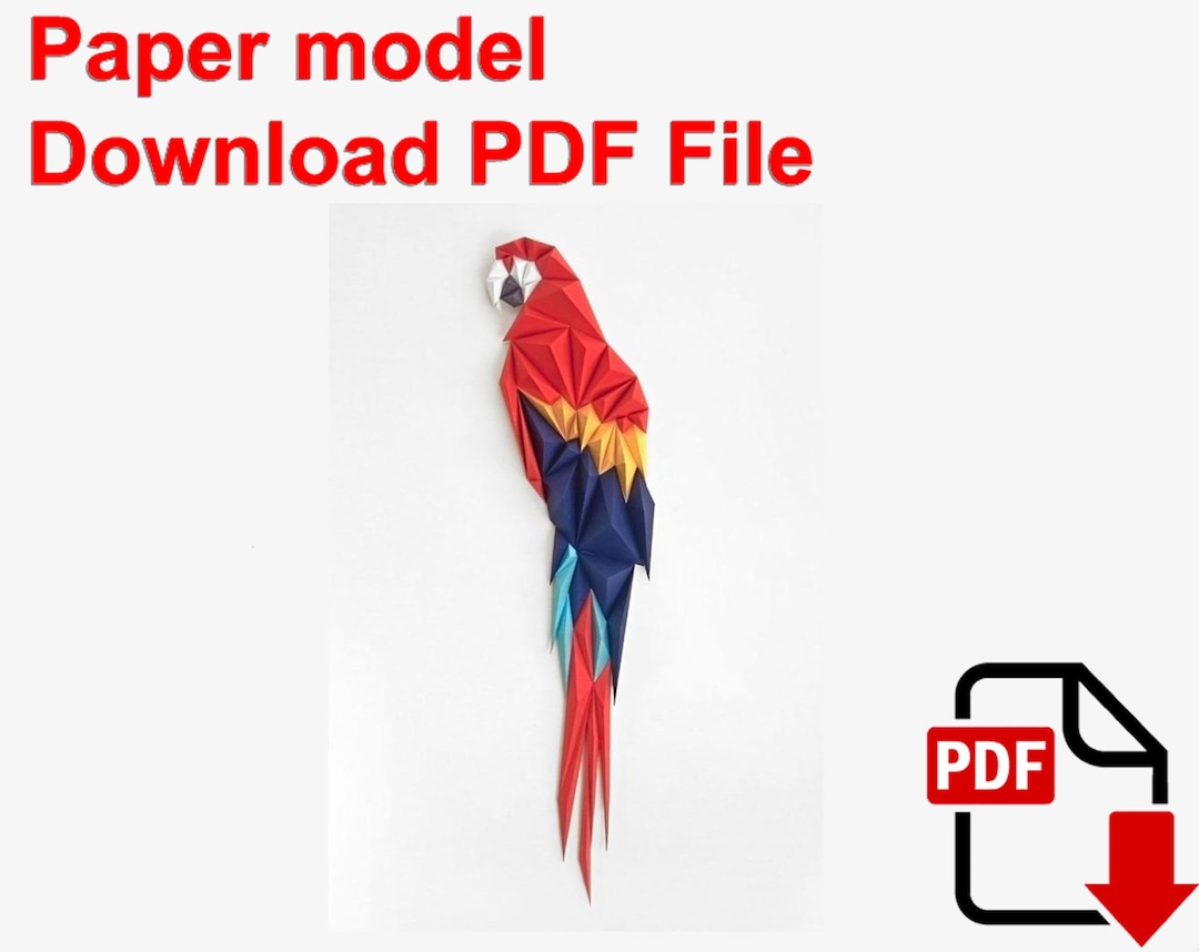 Parrot Wall Decor 2, Papercraft, 3D Paper Model, Animal, Zoo, Paper ...