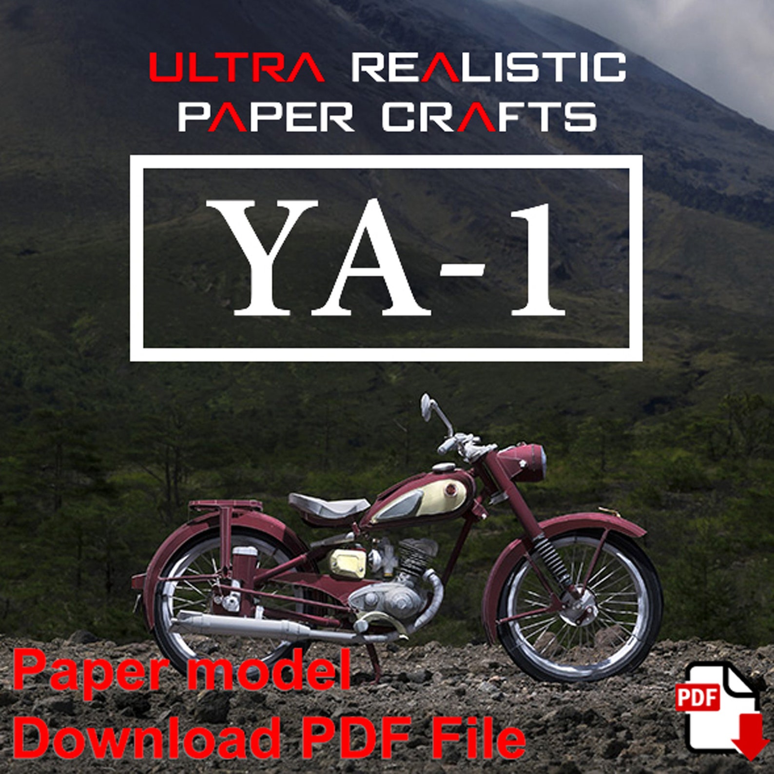 Yamaha YA-1 Motorcycle Paper Model, Ultra Realistic 3D Papercraft (PDF ...