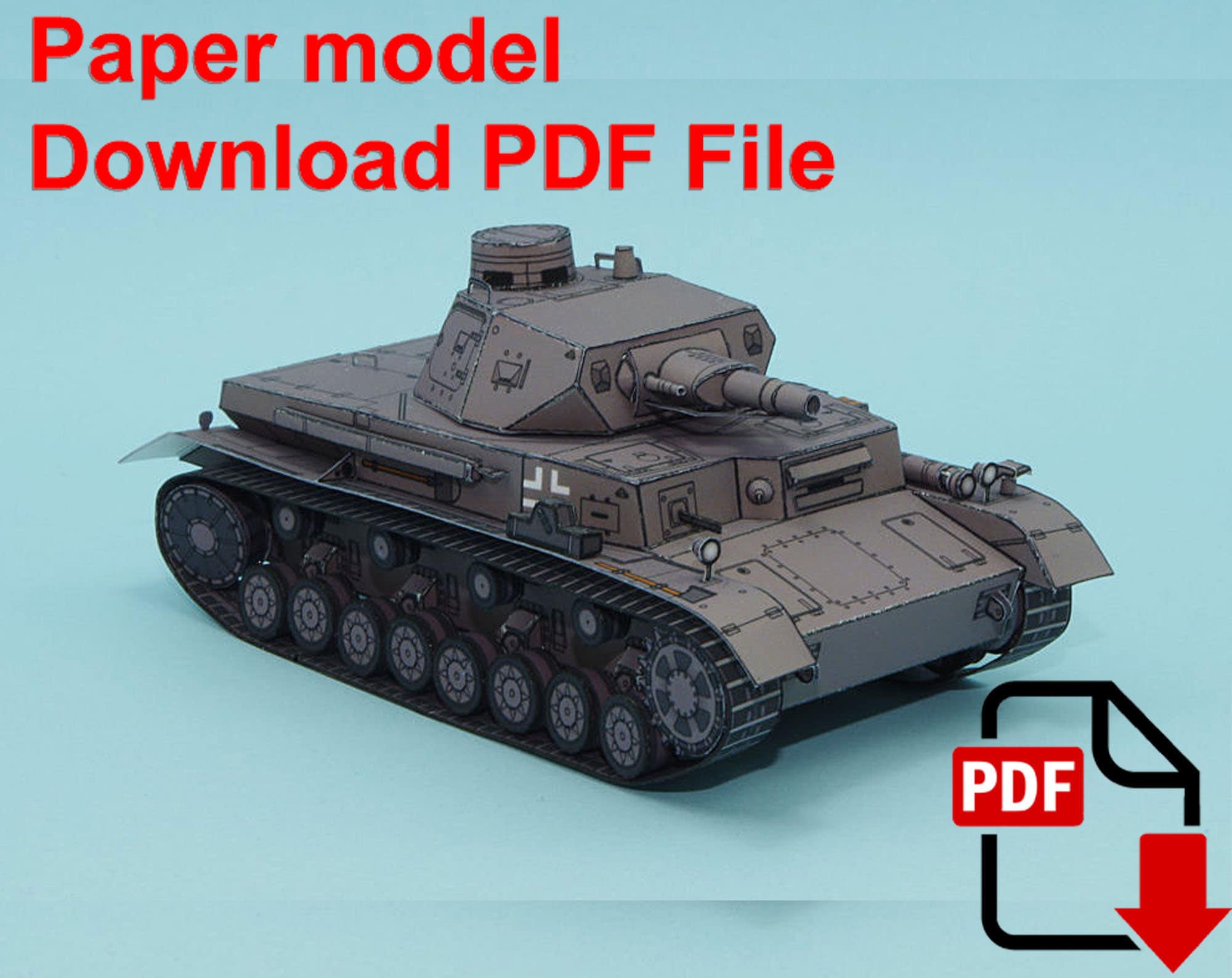 Panzer IV Type D, Papercraft, 3D Paper Model, Soldier, Tank, Paper Craft, Template PDF, Diy ...