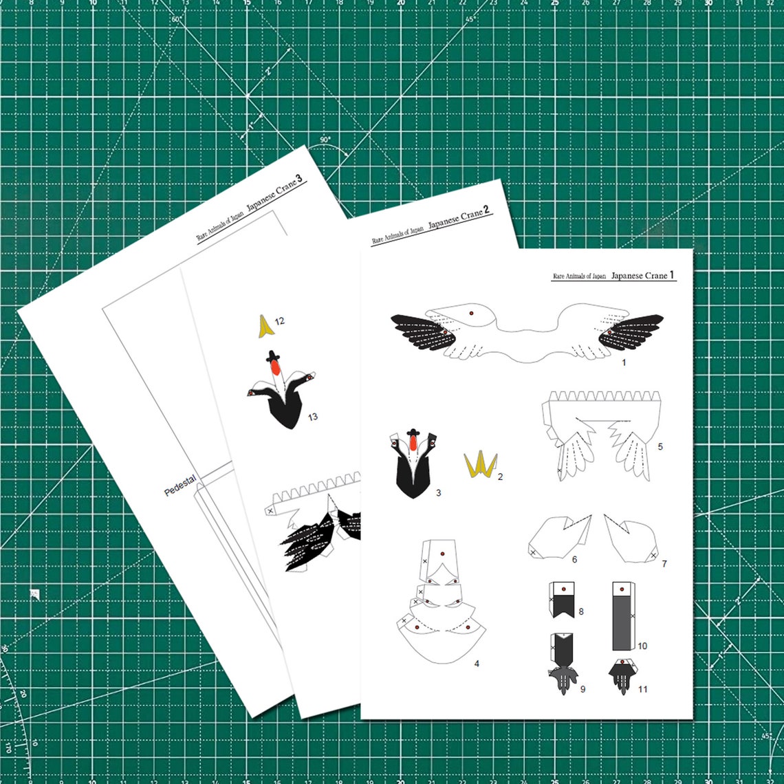 Japanese Crane Papercraft, 3D Paper Model Template (PDF) - Etsy