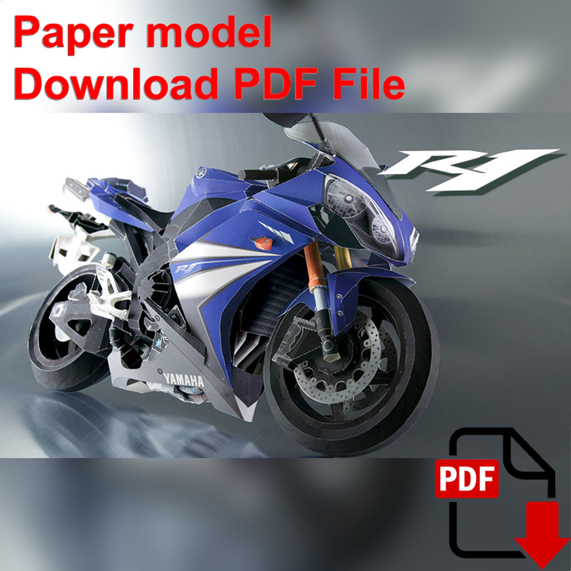 Yamaha YZF-R1-US Realistic Papercraft 3D Paper Model, Motorcycle, Paper ...