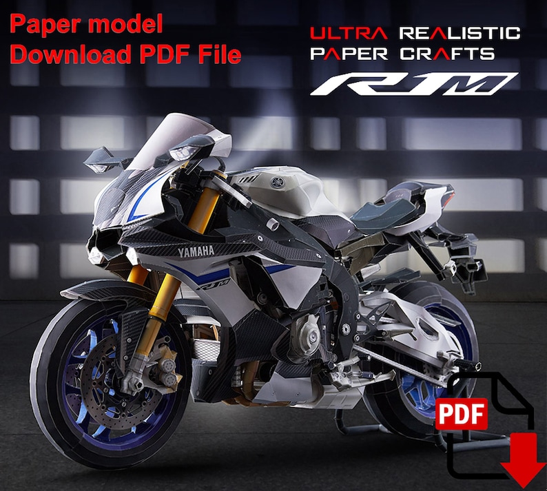 Yamaha YZF-R1M Ultra Realistic Papercraft, 3D Paper Model, Motorcycle ...