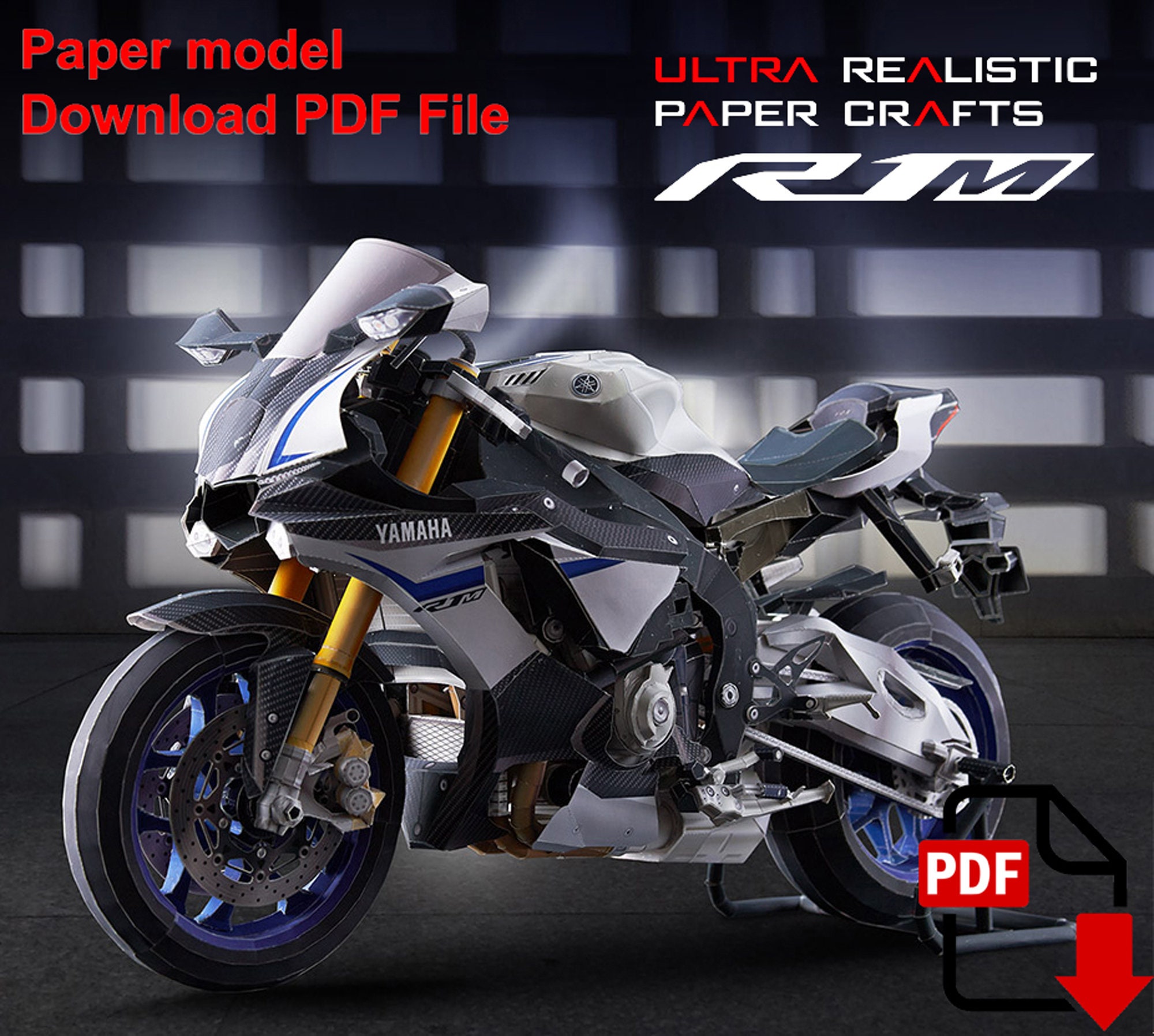 Yamaha YZF-R1M Ultra Realistic Papercraft, 3D Paper Model, Motorcycle ...