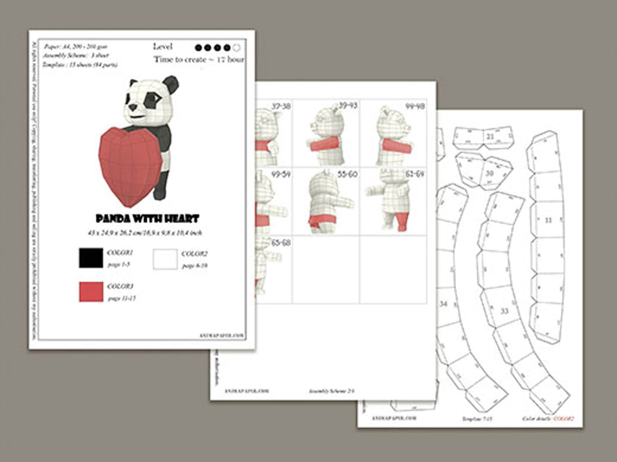 Panda, Papercraft, 3D Paper Model, Animal, Zoo, Paper Craft, Template ...