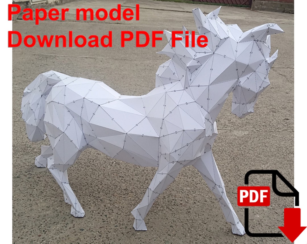 Horse2, Papercraft, 3D Paper Model, Animal, Zoo, Paper Craft, Template ...