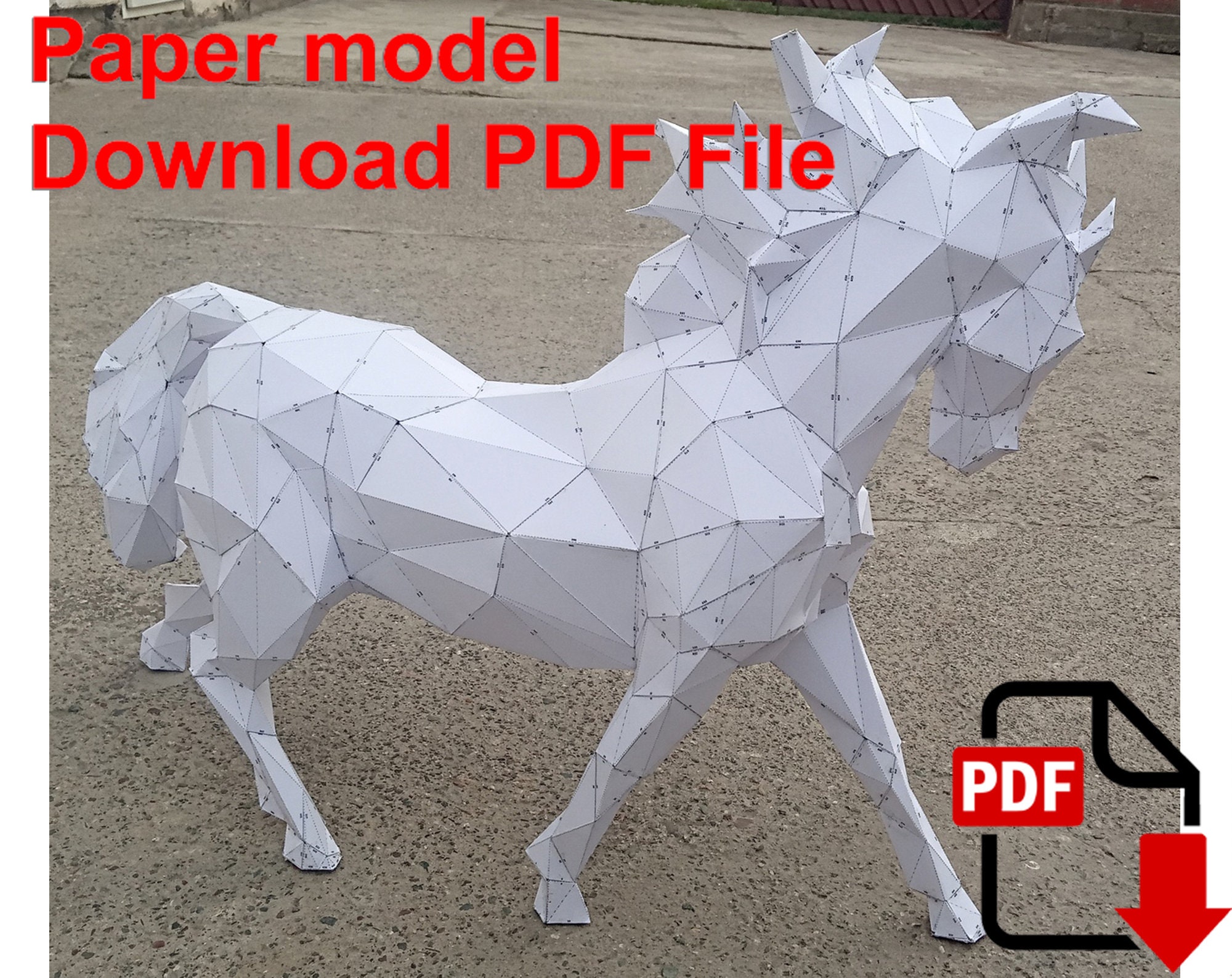 Horse2, Papercraft, 3D Paper Model, Animal, Zoo, Paper Craft, Template ...