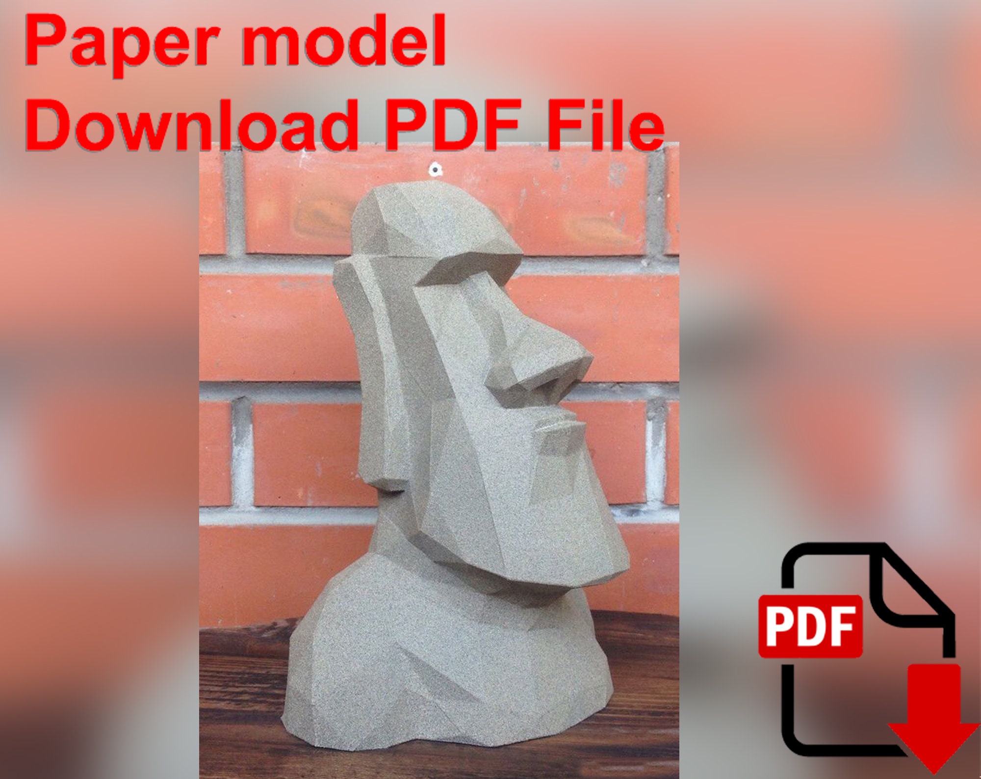 MOAI, Papercraft, 3D Paper Model, Animal, Zoo, Paper Craft, Template ...