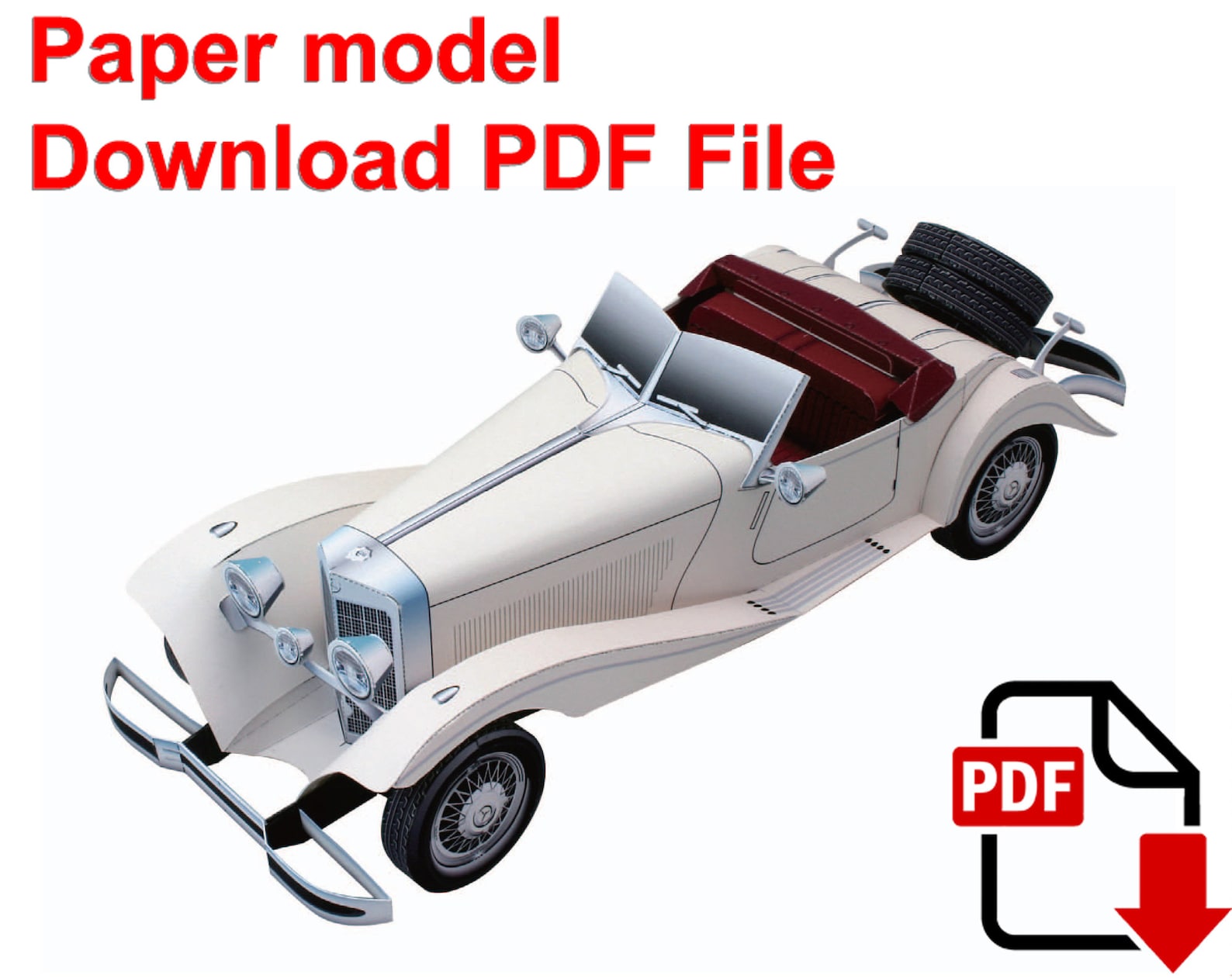 Mercedes Benz 500K, Papercraft, 3D Paper Model, Animal, Zoo, Paper ...