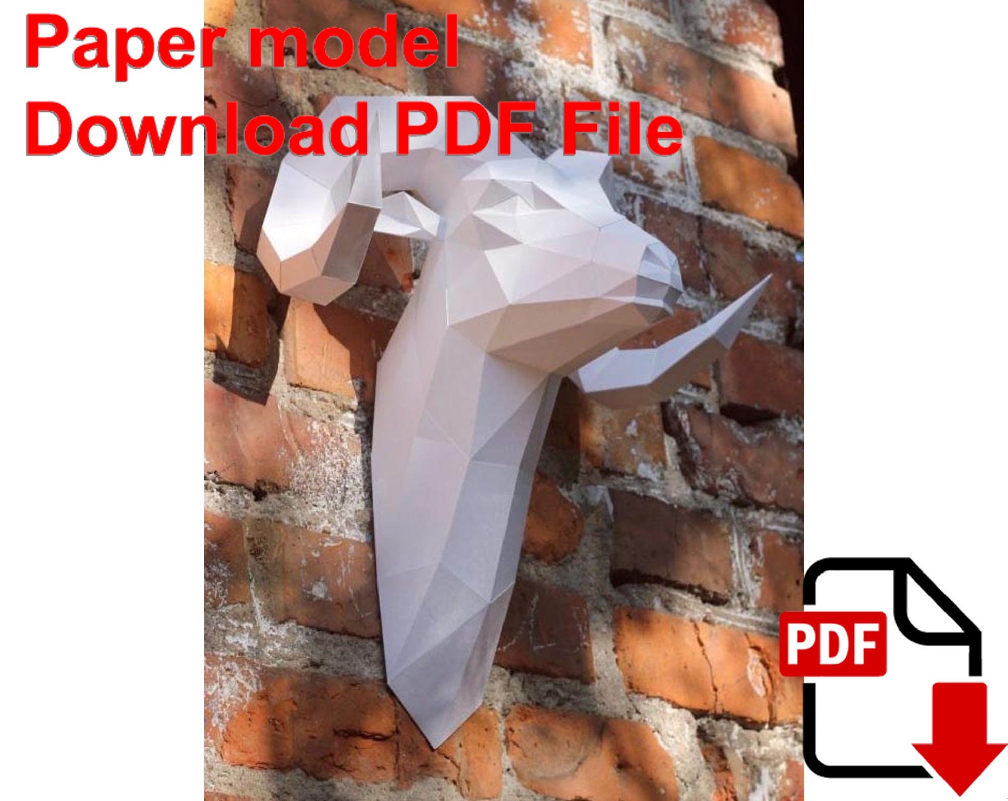 Goat Head Papercraft 3D Model, DIY Template (PDF) - Etsy