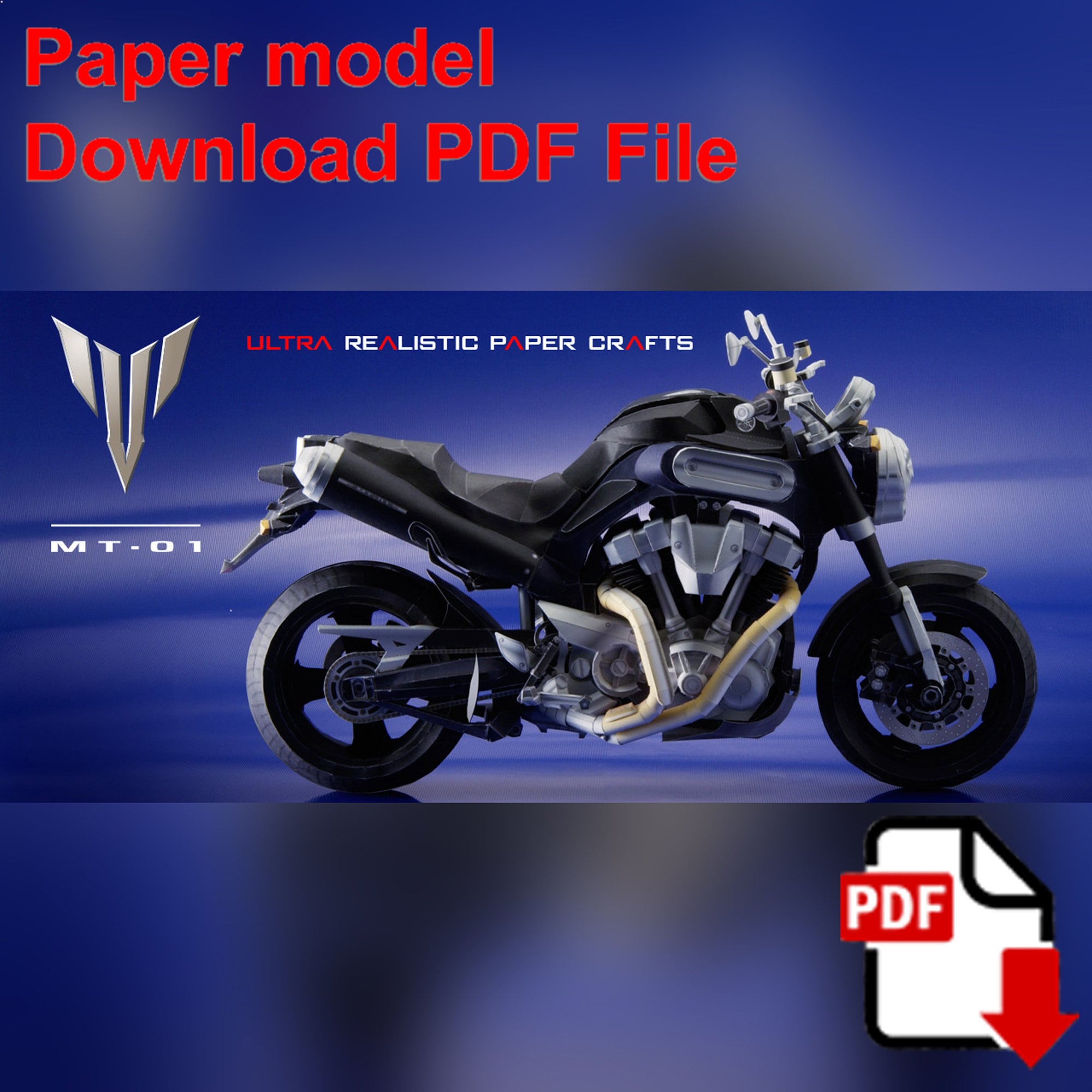 Yamaha MT-01 Ultra Realistic Papercraft, 3D Paper Model, Motorcycle, Paper Craft, Template PDF ...