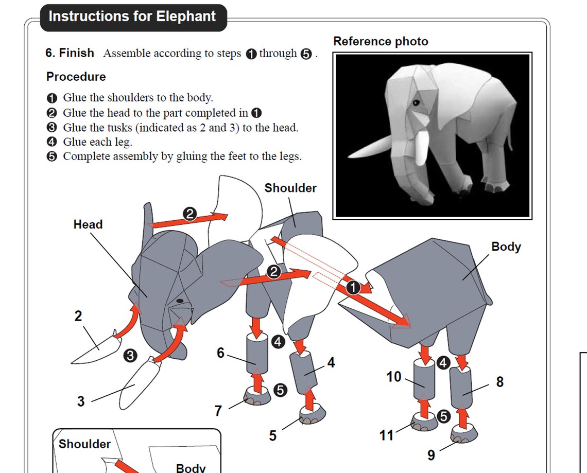 African Elephant, Papercraft, 3D Paper Model, Animal, Zoo, Paper Craft ...