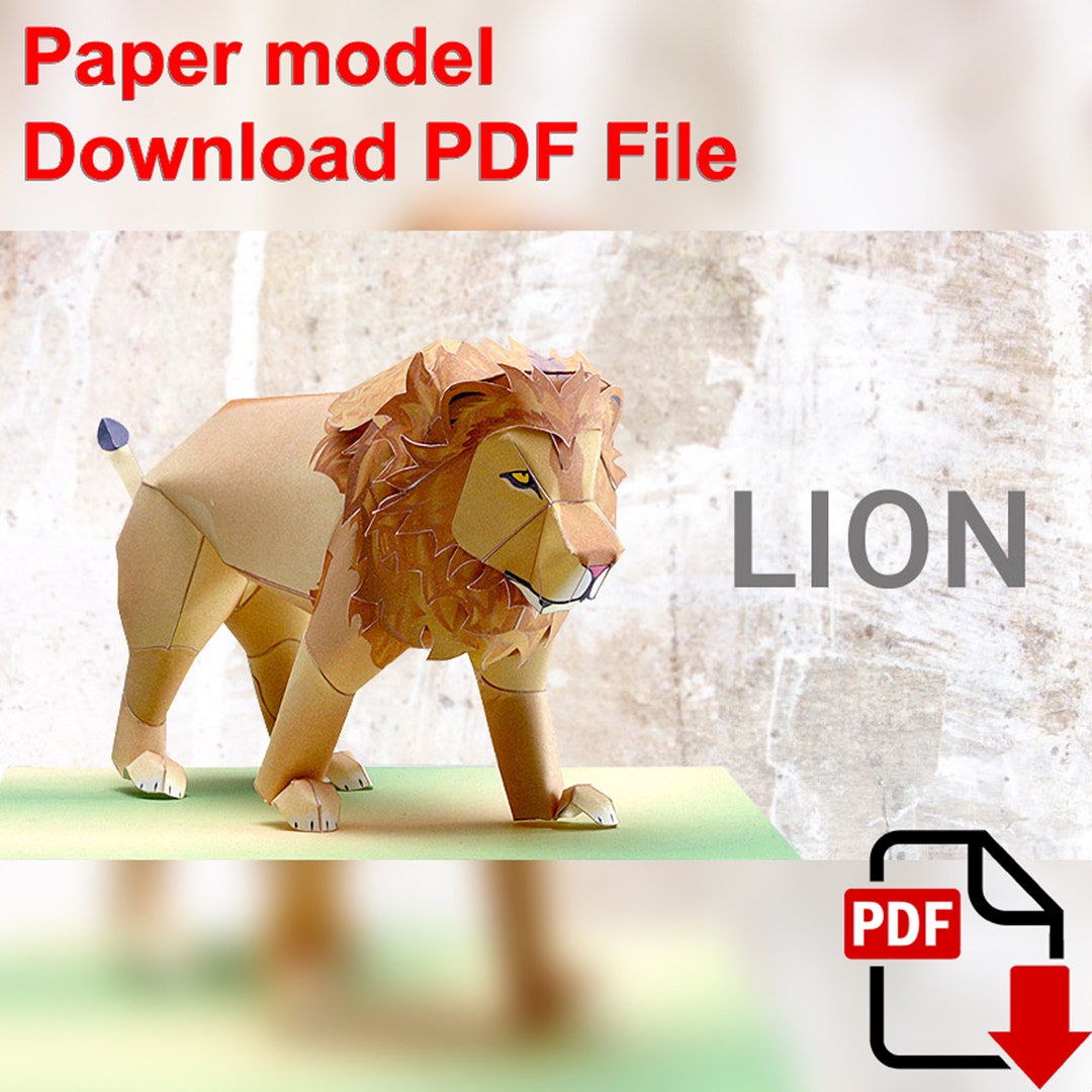 Lion, Papercraft, 3D Paper Model, Animal, Zoo, Paper Craft, Template ...