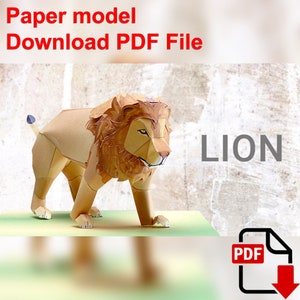 Lion, Papercraft, 3D Paper Model, Animal, Zoo, Paper Craft, Template ...