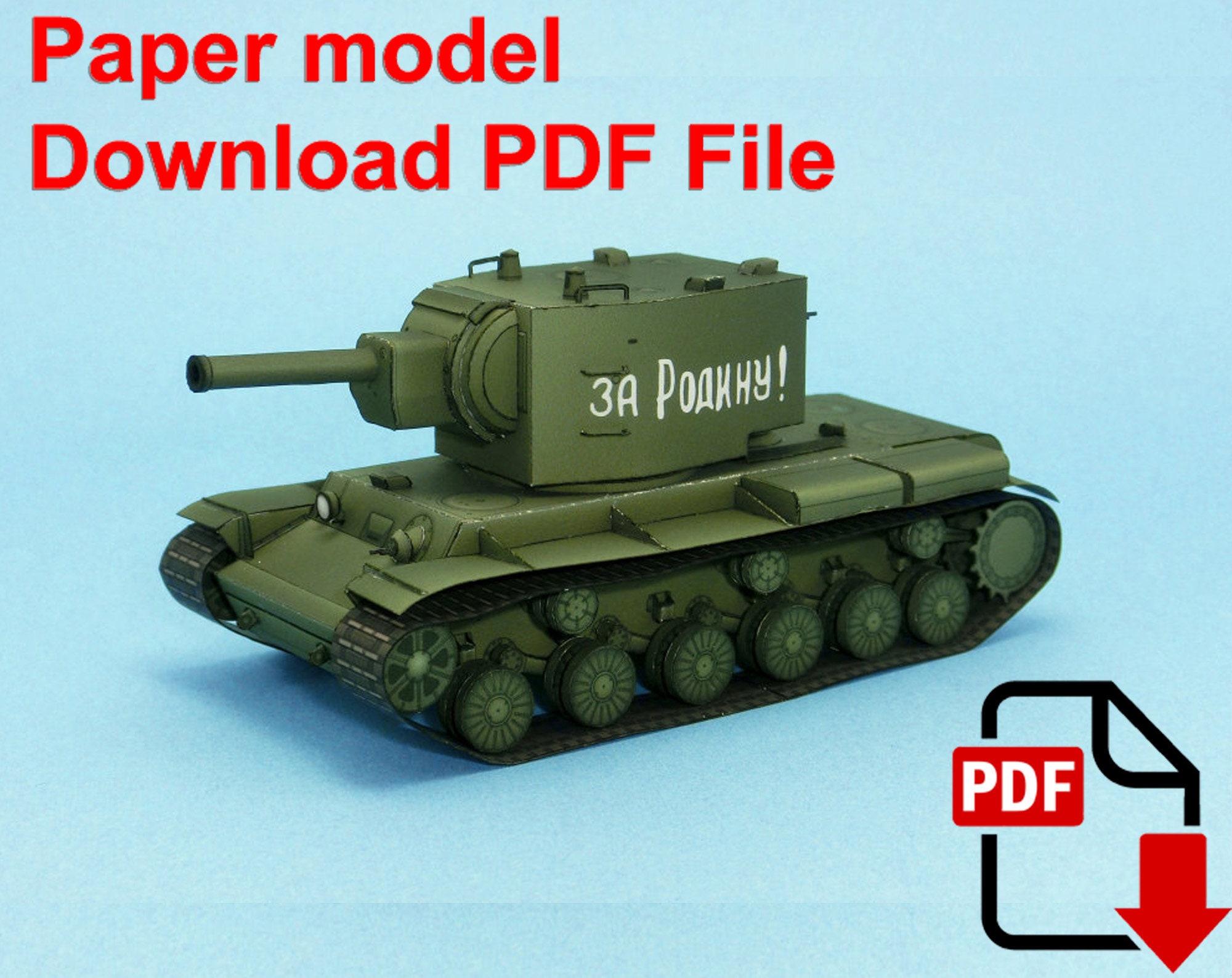 KV-2, Papercraft, 3D Paper Model, Soldier, Tank, Paper Craft, Template ...