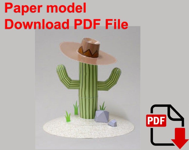 Cactus in Desert, Papercraft, 3D Paper Model, Animal, Zoo, Paper Craft ...