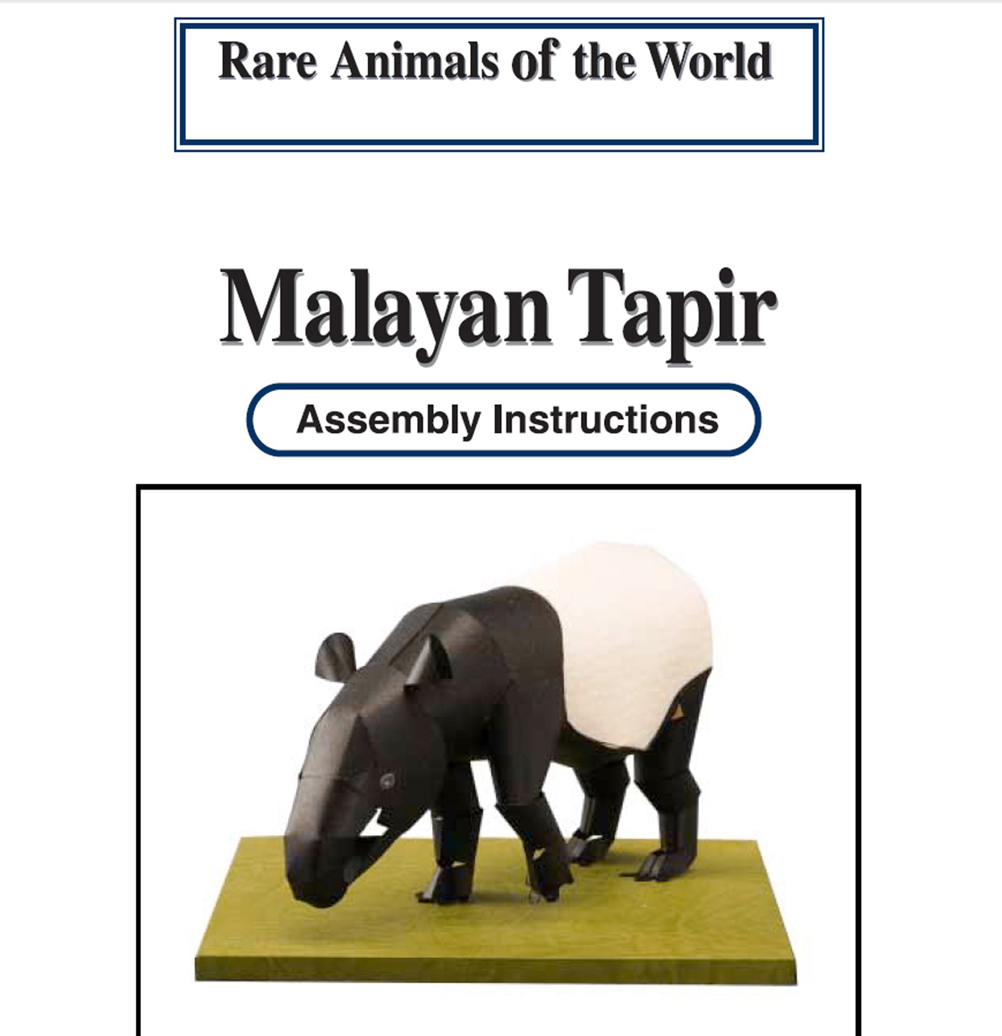 Malayan Tapir Papercraft 3D Paper Model Animal Zoo Paper - Etsy