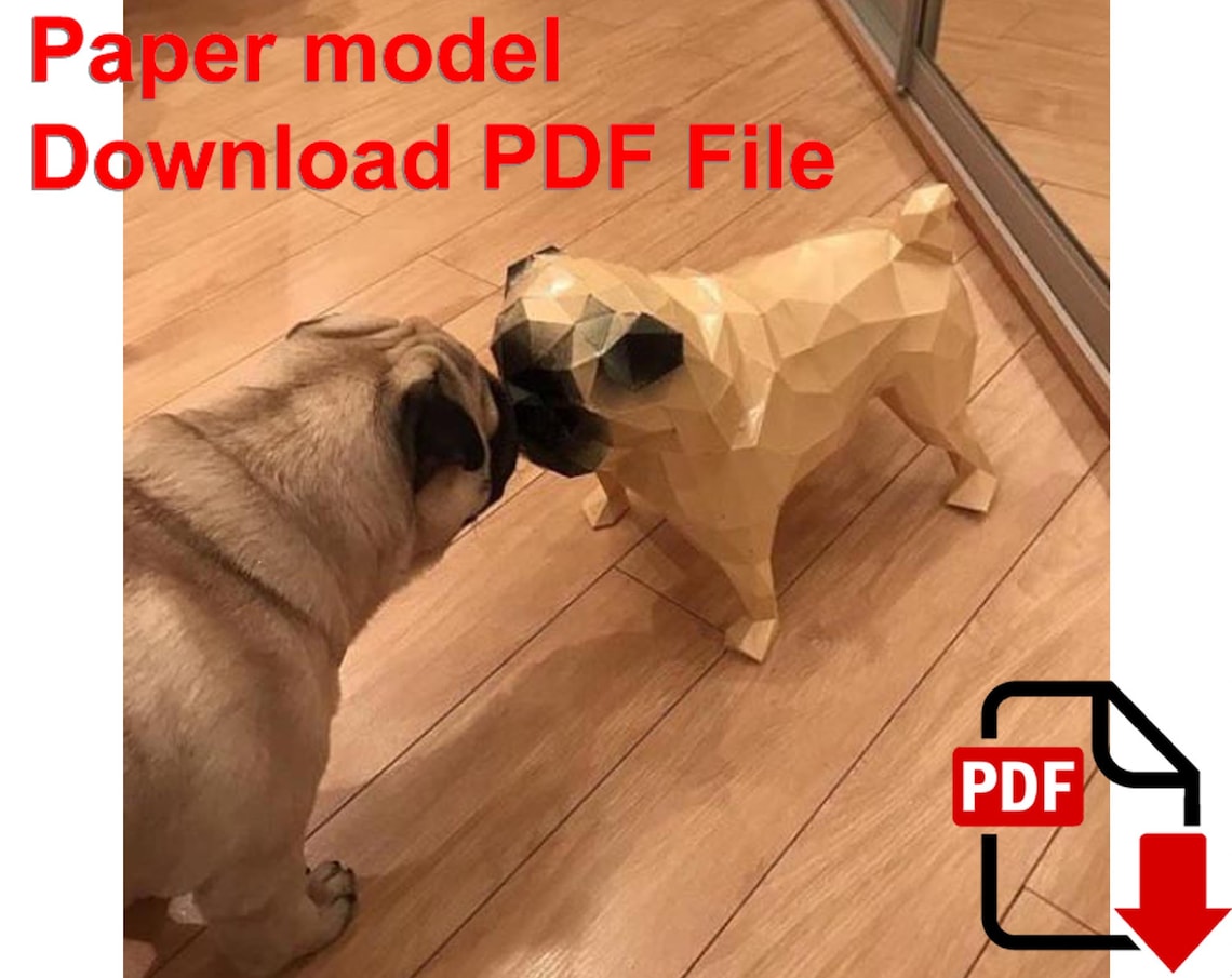 Mops Dog, Papercraft, 3D Paper Model, Animal, Zoo, Paper Craft ...