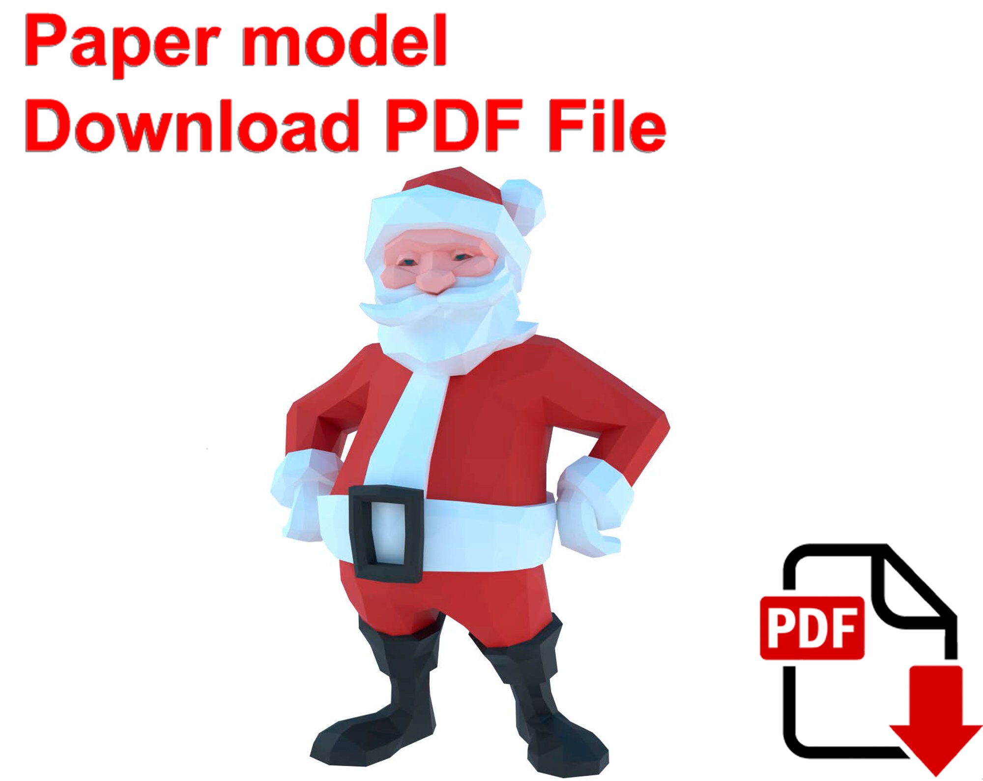 Santa Claus, Papercraft, 3D Paper Model, Animal, Zoo, Paper Craft ...