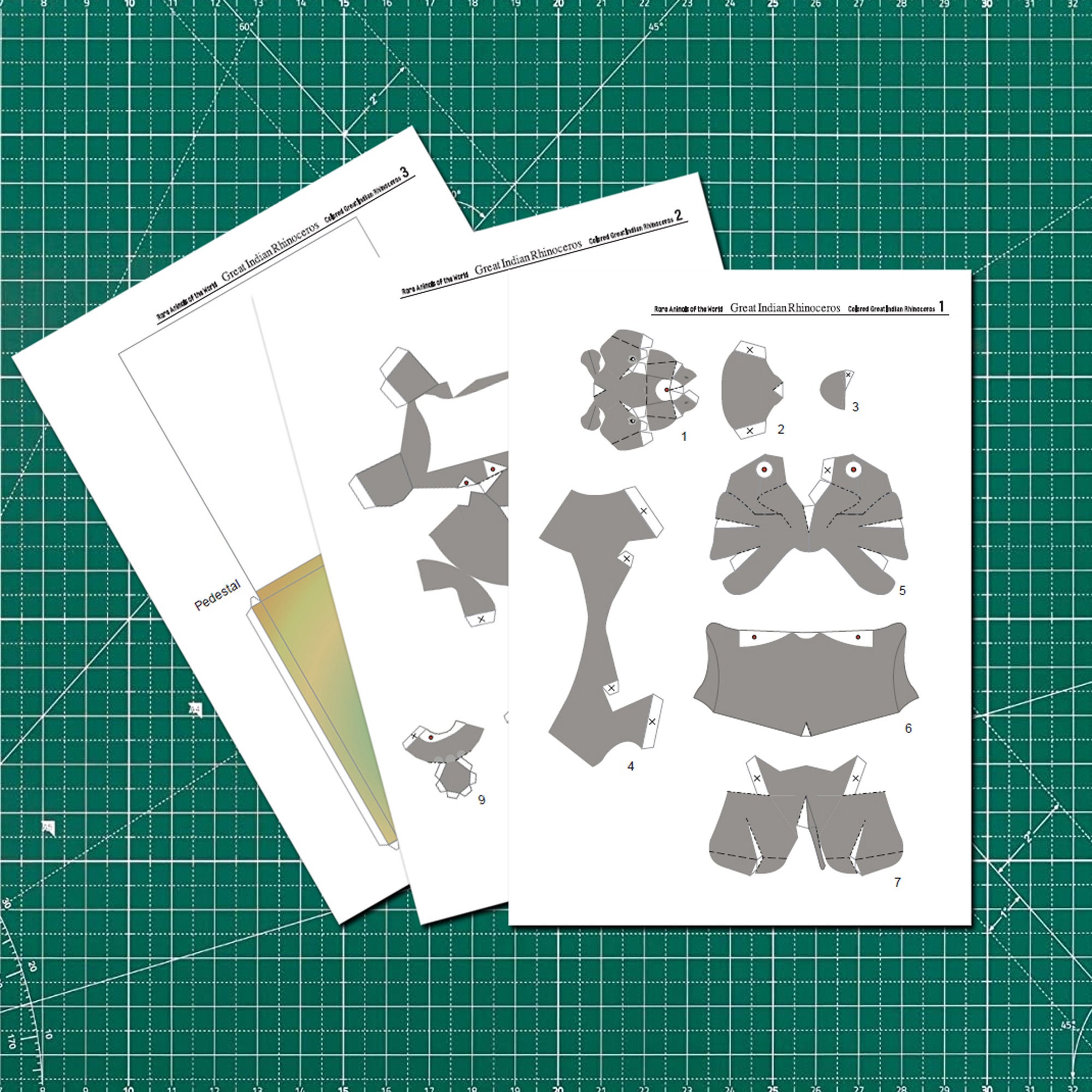 Great Indian Rhinoceros, Papercraft, 3D Paper Model, Animal, Zoo, Paper ...