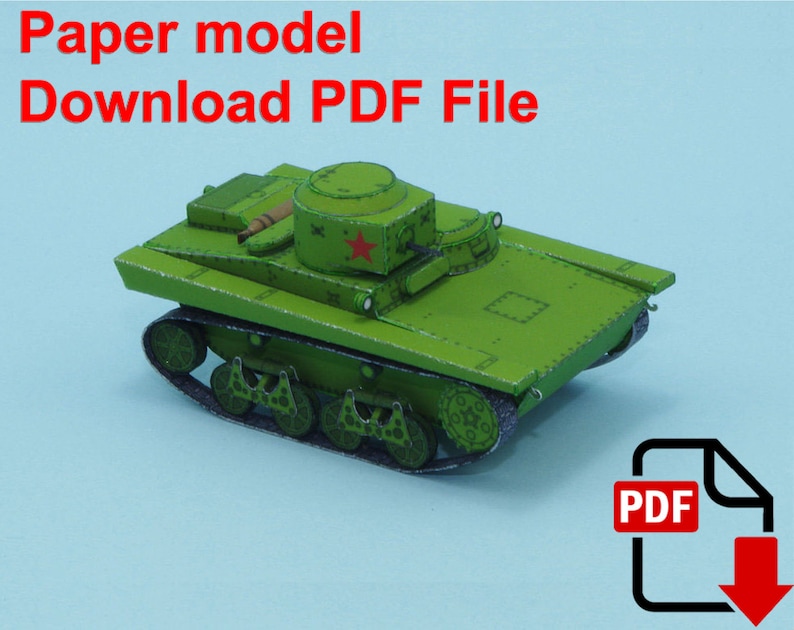 T37A Tank Paper Model, DIY 3D Papercraft (PDF Template) - Etsy