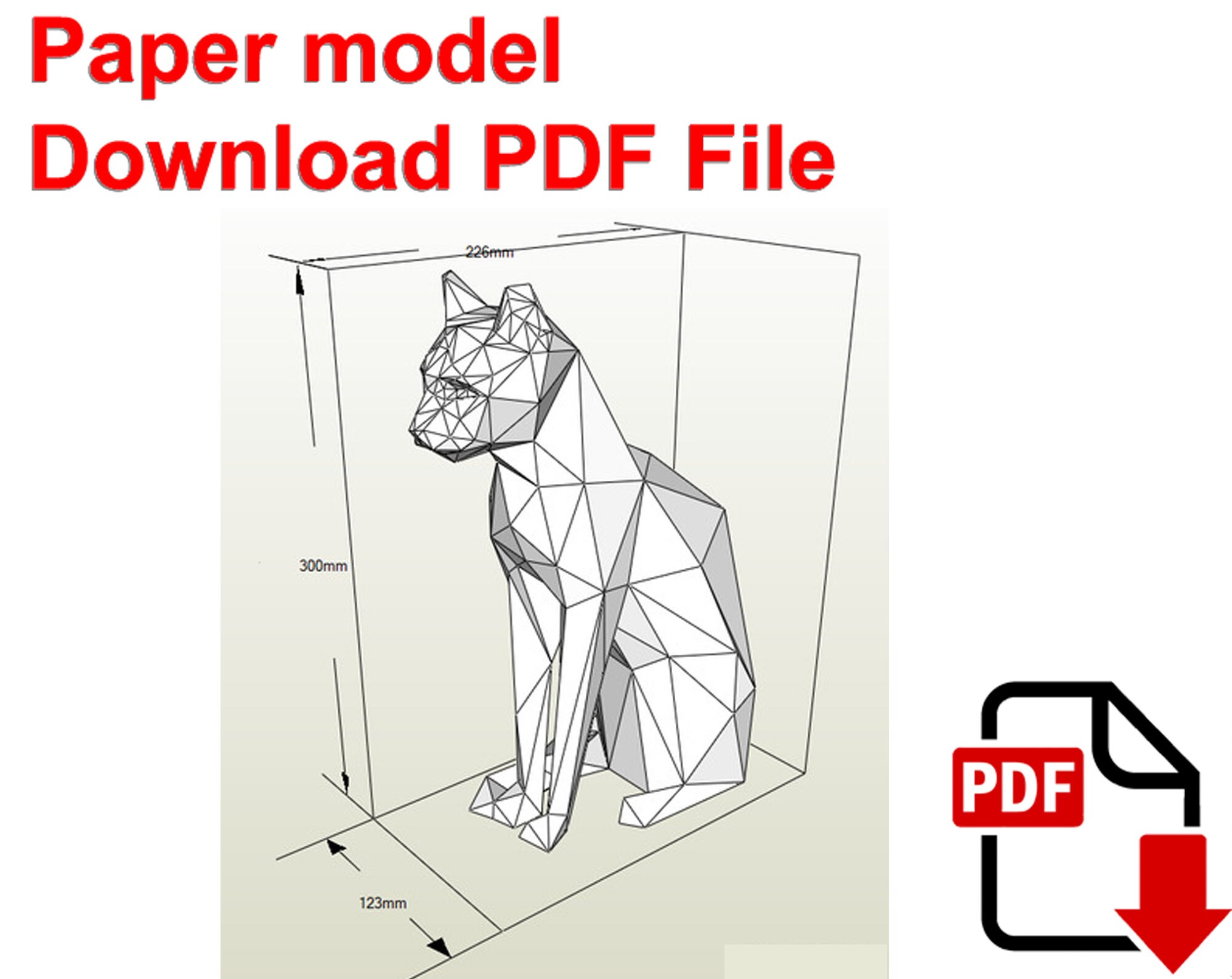 3D Paper Cat Model, DIY Papercraft (PDF Template) - Etsy