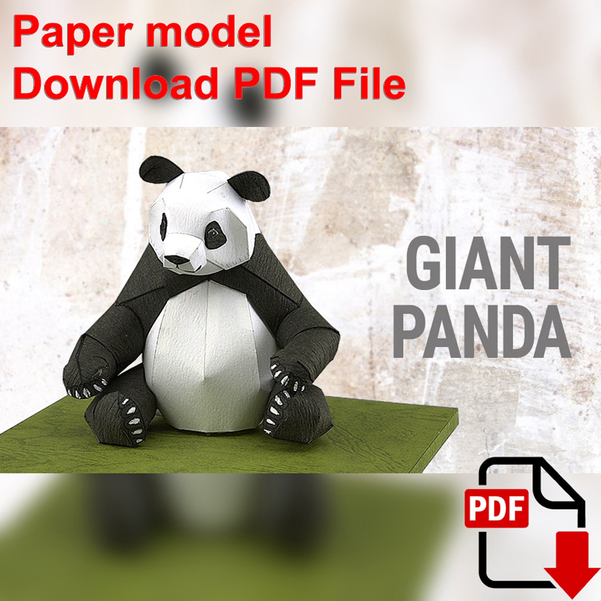 Giant Panda, Papercraft, 3D Paper Model, Animal, Zoo, Paper Craft ...