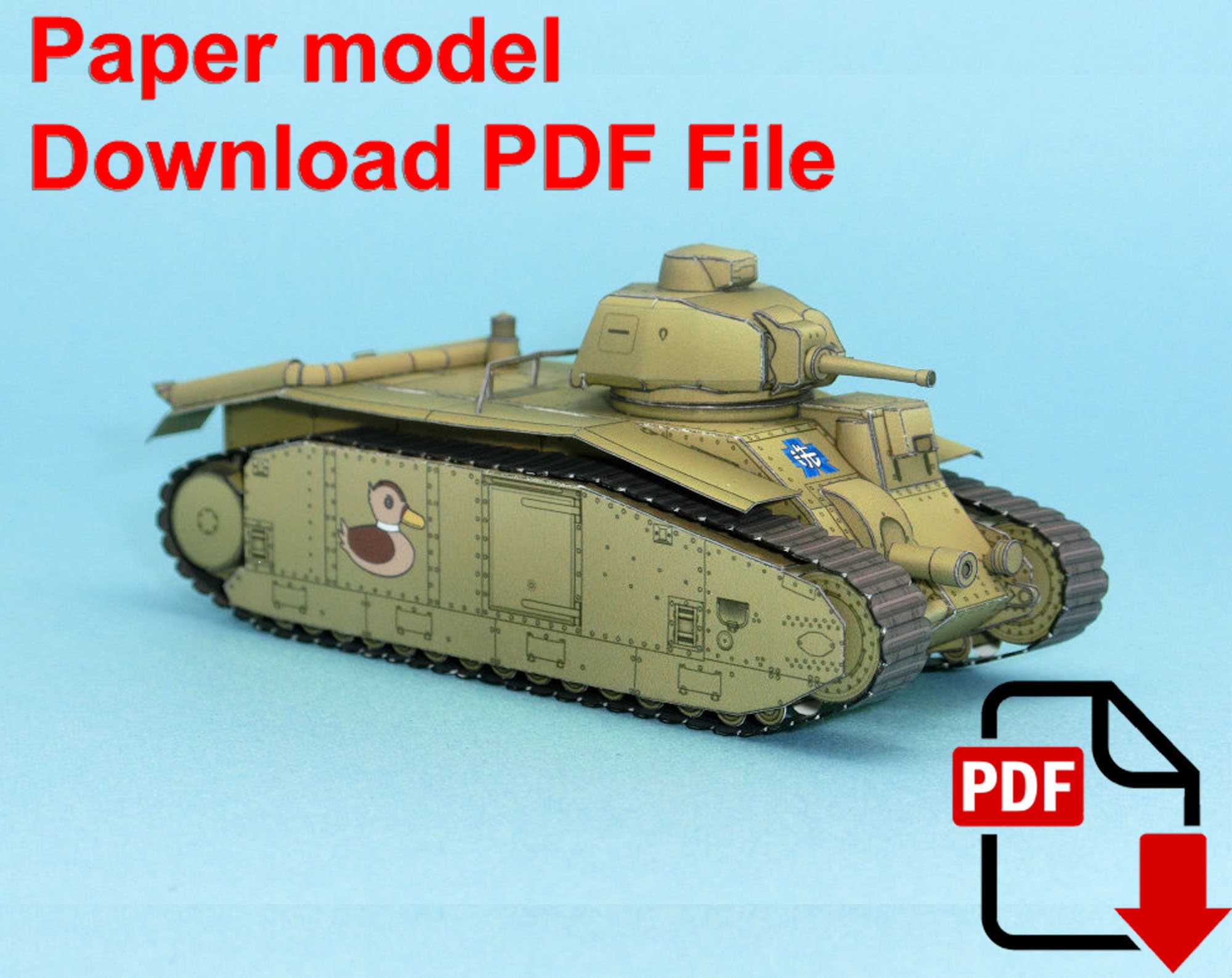 Renault B1bis 2, Papercraft, 3D Paper Model, Soldier, Tank, Paper Craft ...