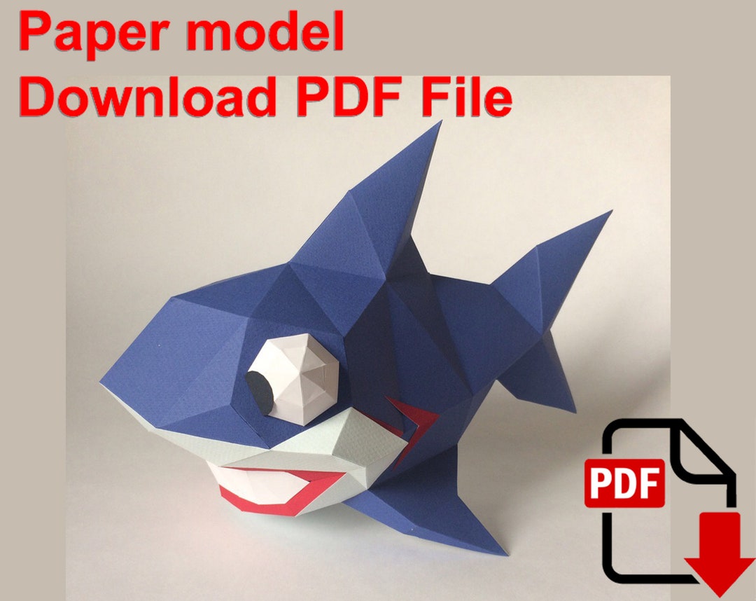 Smiley Shark, Papercraft, 3D Paper Model, Animal, Zoo, Paper Craft ...