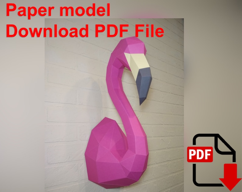DIY Papercraft Flamingo, 3D Paper Model (template PDF) - Etsy