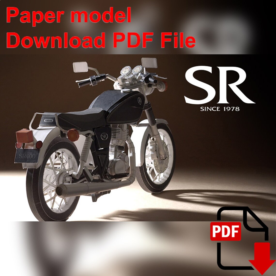 Yamaha SR400 Realistic Papercraft, 3D Paper Model, Motorcycle, Paper ...