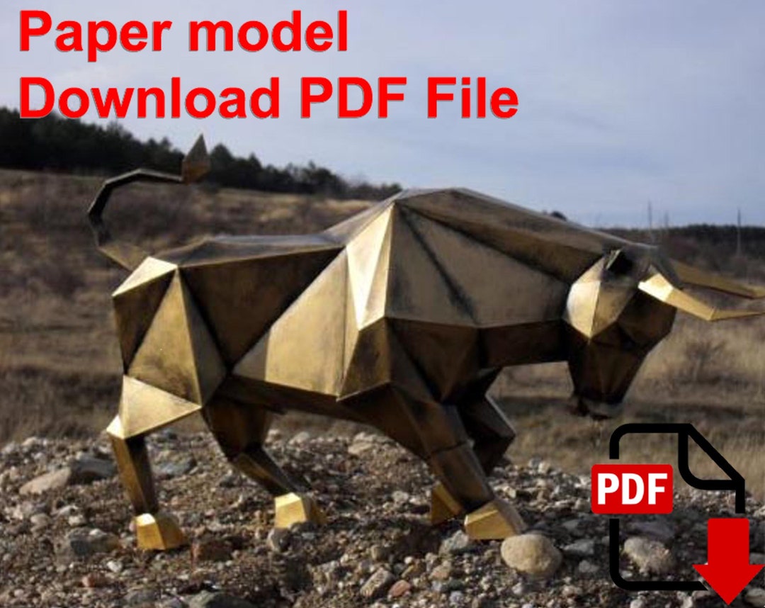 Bull, Papercraft, 3D Paper Model, Animal, Zoo, Paper Craft, Template ...