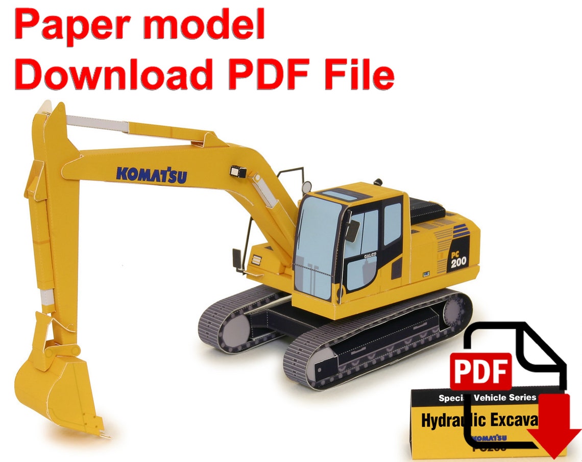 Hydraulic Excavator Paper Model, 3D Papercraft Template (PDF) - Etsy