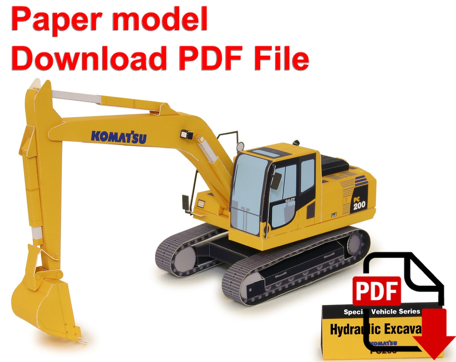Hydraulic Excavator, Papercraft, 3D Paper Model, Animal, Zoo, Paper ...