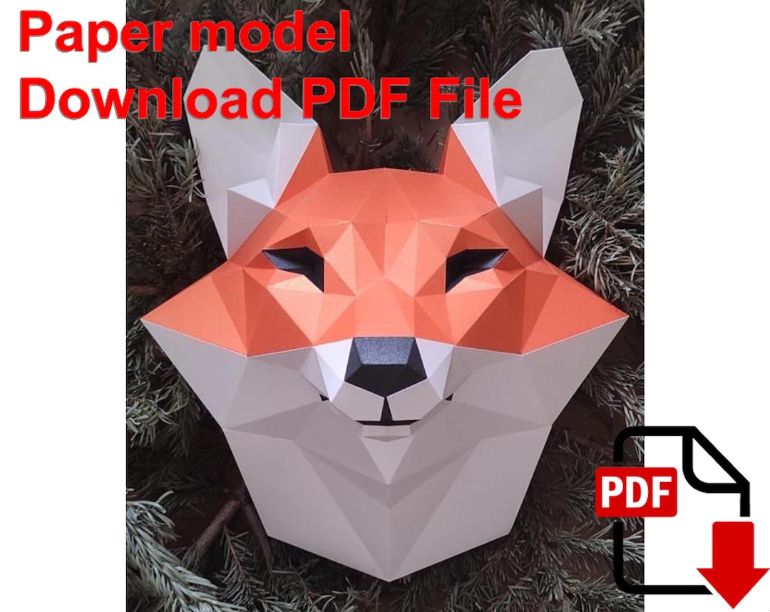 Fox Head, Papercraft, 3D Paper Model, Animal, Zoo, Paper Craft ...
