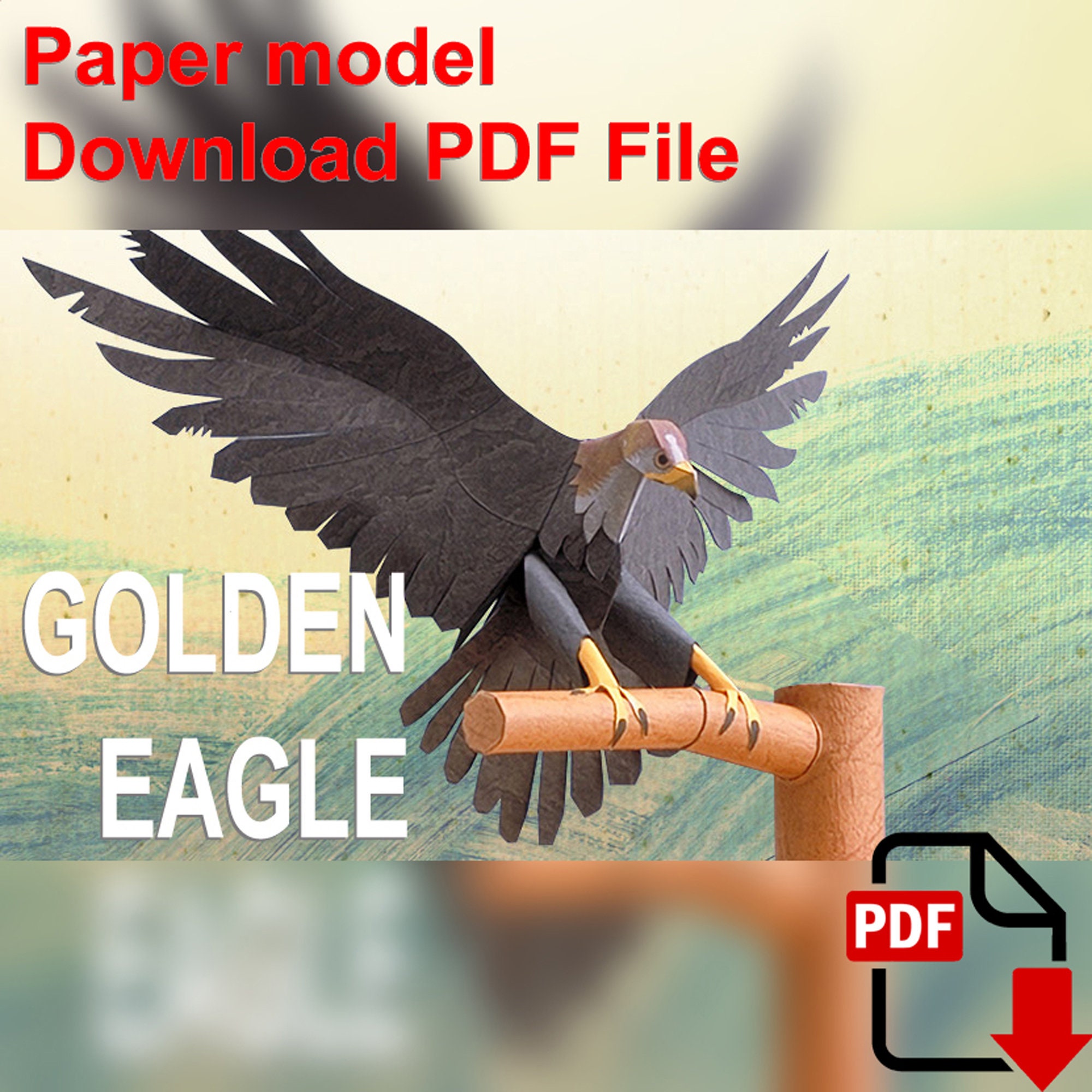 Golden Eagle, Papercraft, 3D Paper Model, Animal, Zoo, Paper Craft ...