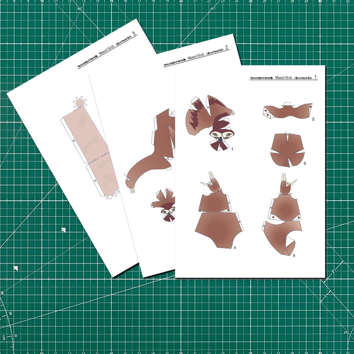 Maned Sloth, Papercraft, 3D Paper Model, Animal, Zoo, Paper Craft ...
