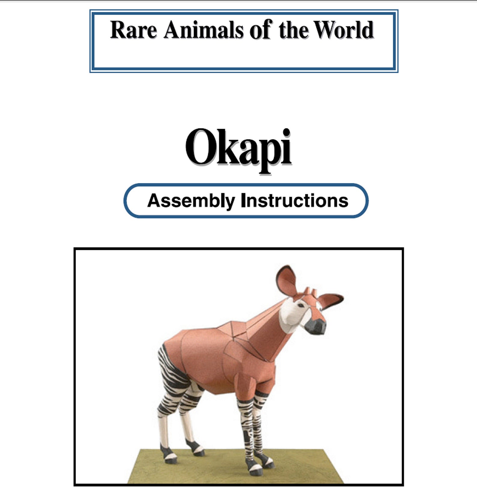 Okapi, Papercraft, 3D Paper Model, Animal, Zoo, Paper Craft, Template PDF, Diy Paper Model, Gift ...