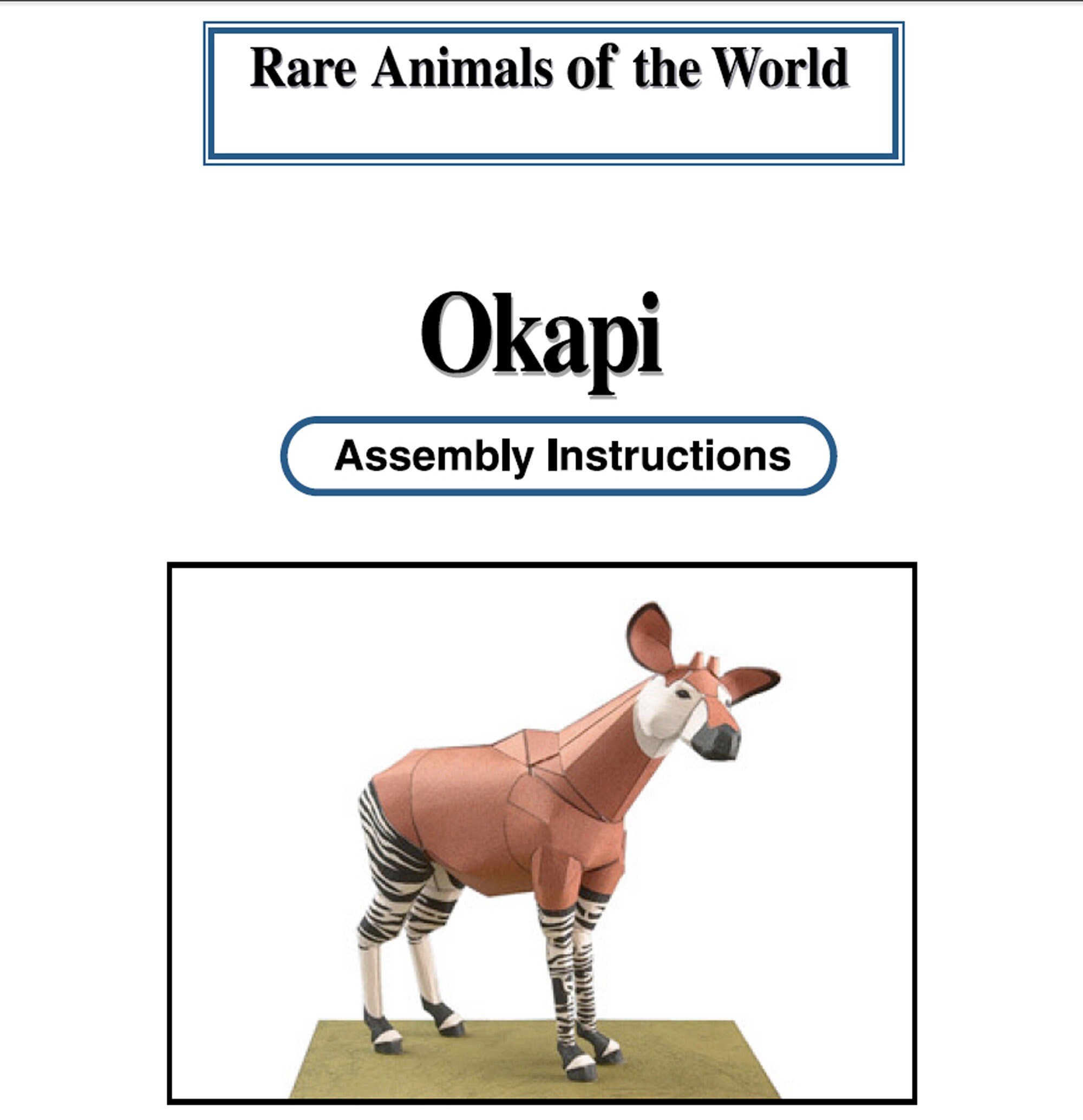 Okapi, Papercraft, 3D Paper Model, Animal, Zoo, Paper Craft, Template ...