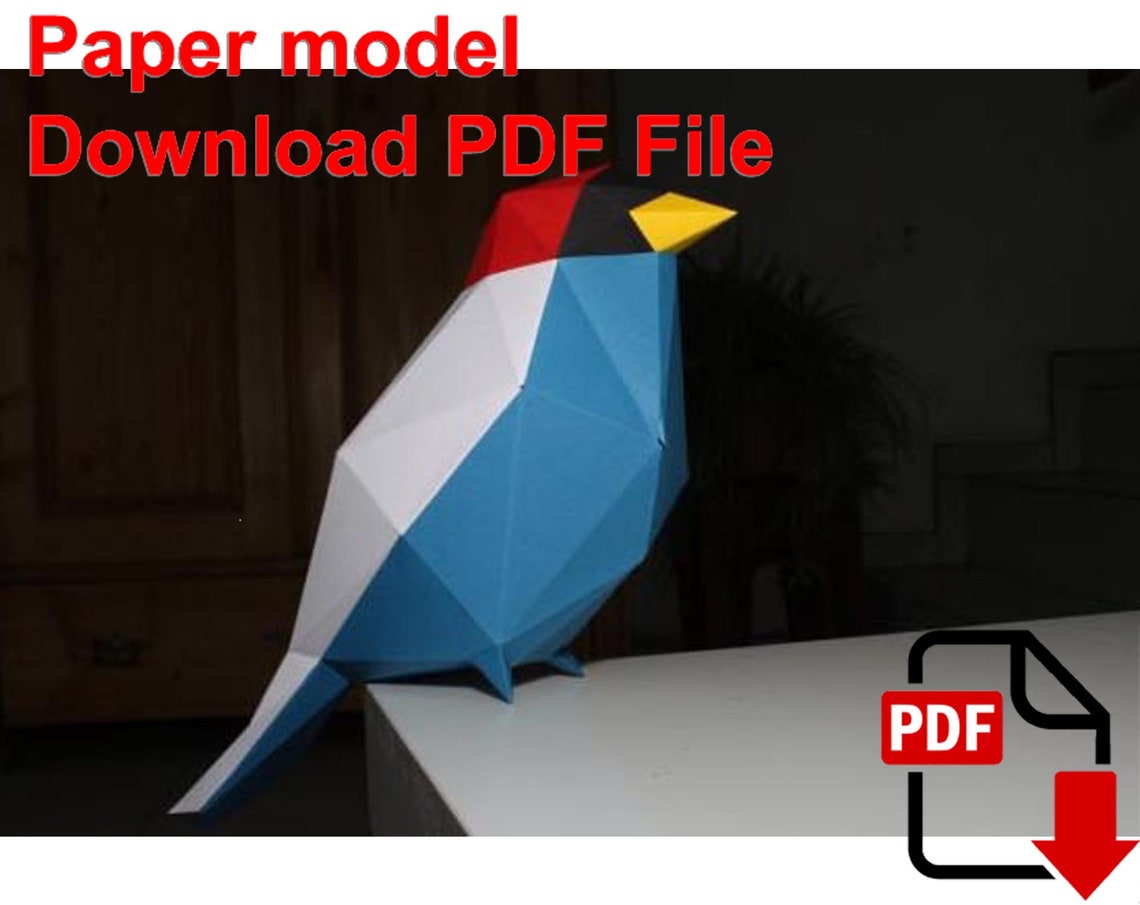 Bird 2, Papercraft, 3D Paper Model, Animal, Zoo, Paper Craft, Template ...