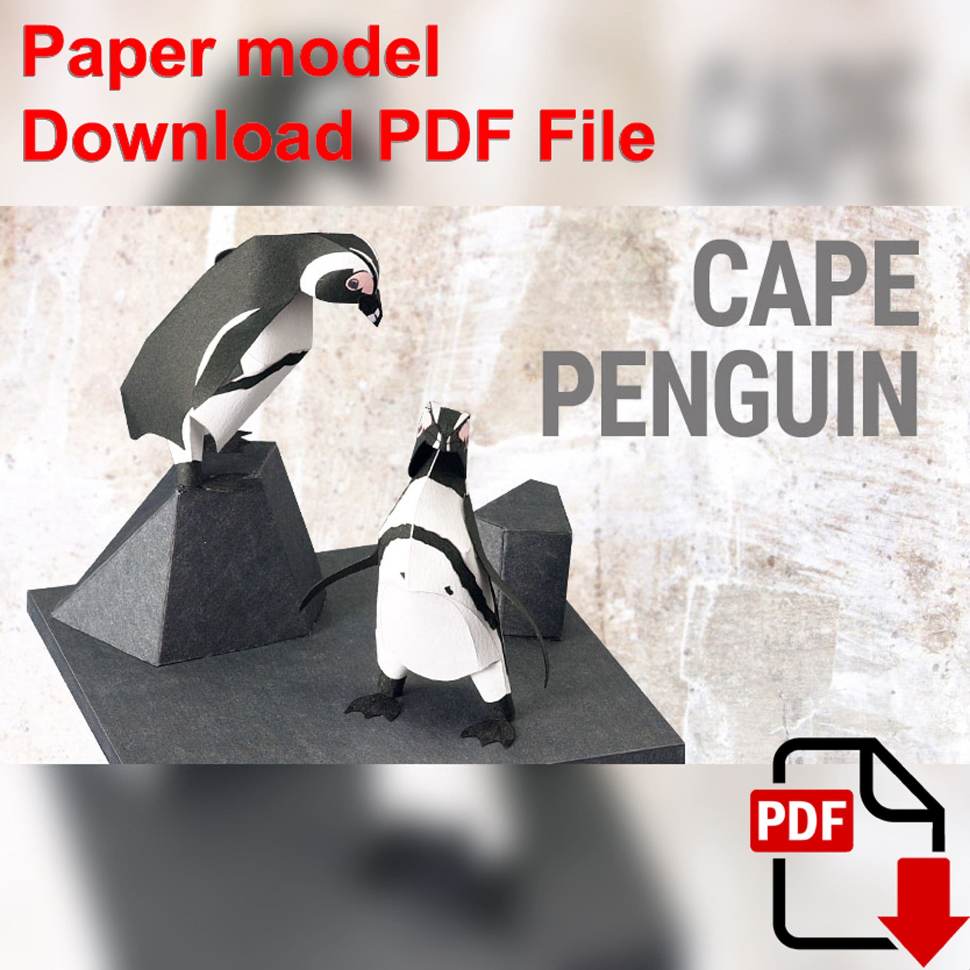 Cape Penguin Paper Model, DIY Papercraft (PDF Template) - Etsy