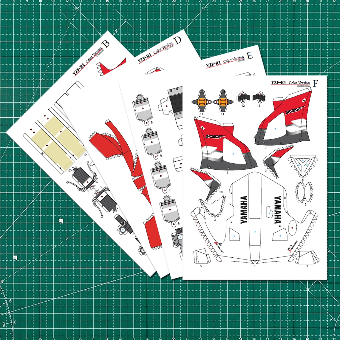 Yamaha YZF-R1 Realistic Papercraft 3D Paper Model, Motorcycle, Paper ...