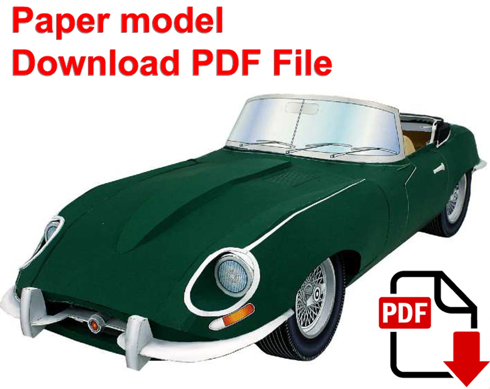 Jaguar E-type, Papercraft, 3D Paper Model, Animal, Zoo, Paper Craft ...