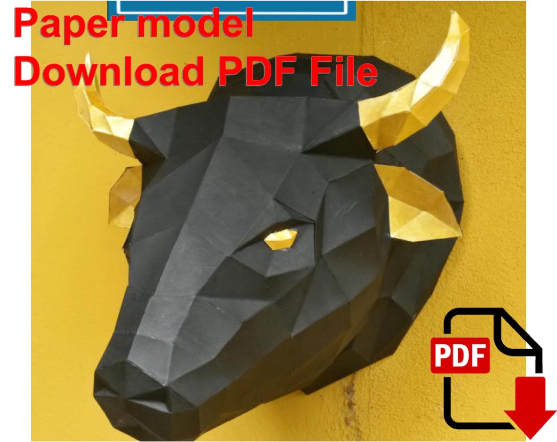 Toro Head, Papercraft, 3D Paper Model, Animal, Zoo, Paper Craft ...